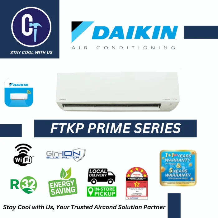 Daikin R32 WIFI Premium Inverter Air Conditioner FTKP Series 1.0HP~2.5HP - Chun Tien Air Cond ...